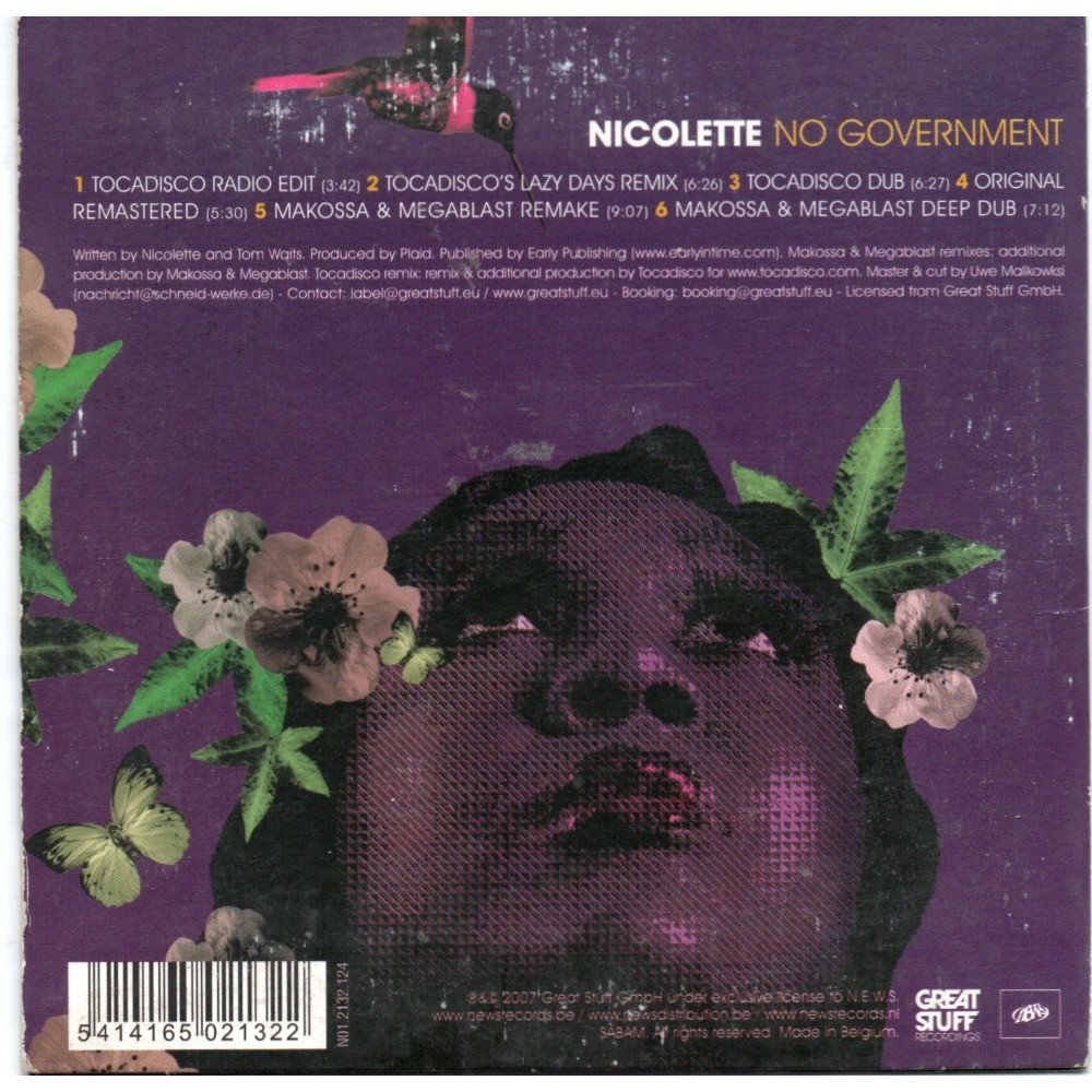 No government by Nicolette, CD with tubomix - Ref:119364047