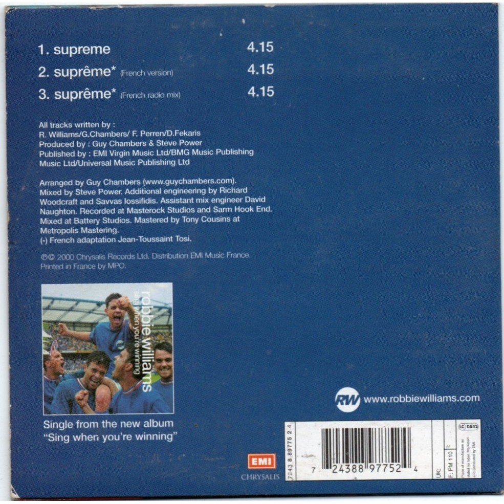 Supreme de Robbie Williams, CD chez tubomix - Ref:119457992
