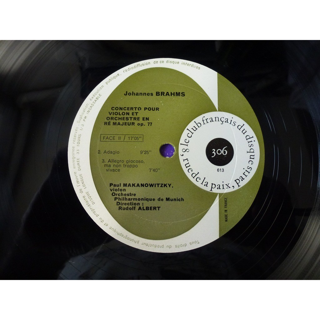 Brahms concerto pour violon op.77 - ( very rare ) - Paul Makanowitzky ...