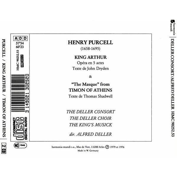 Purcell : king arthur de Deller Consort &Choir, The King'S Musick, A ...