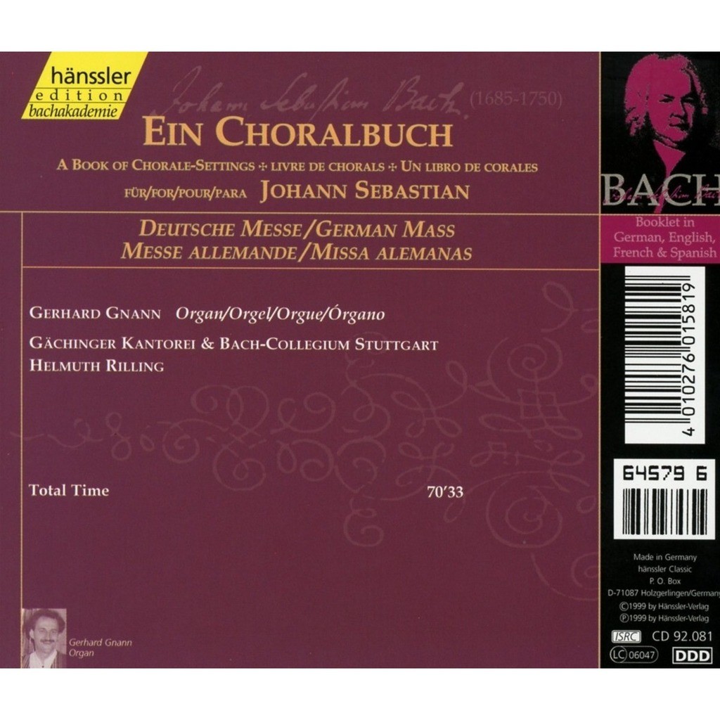 Edition bachakademie 81; ein choralbuch - german mass / helmuth rilling ...
