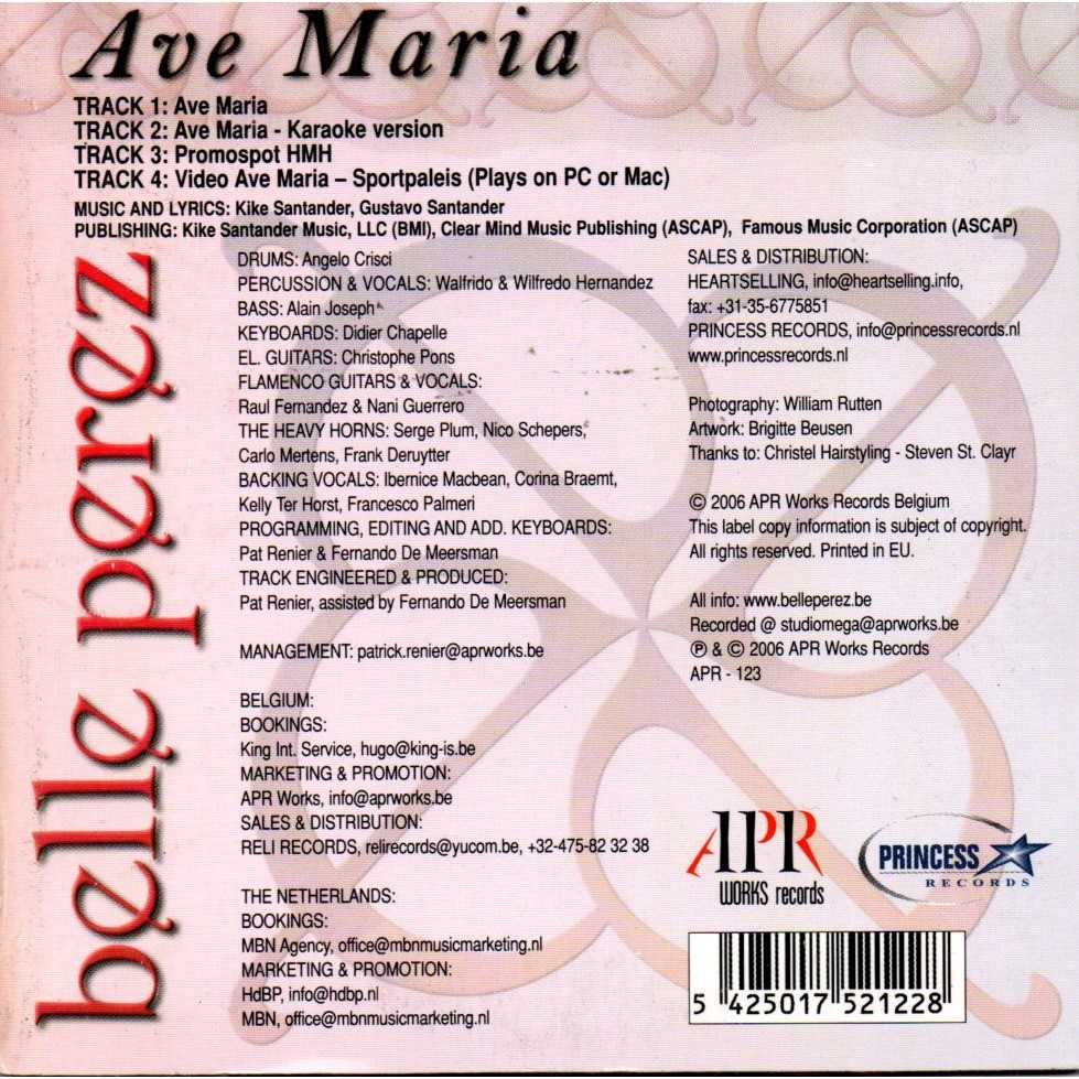 Ave maria de Belle Perez, CDS chez tubomix - Ref:119500490