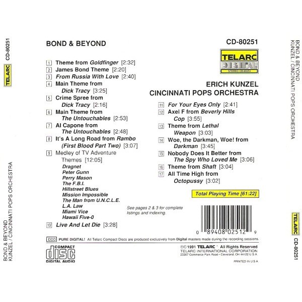 Bond and beyond by Erich Kunzel Cincinnati Pops Orchestra, CD with ...