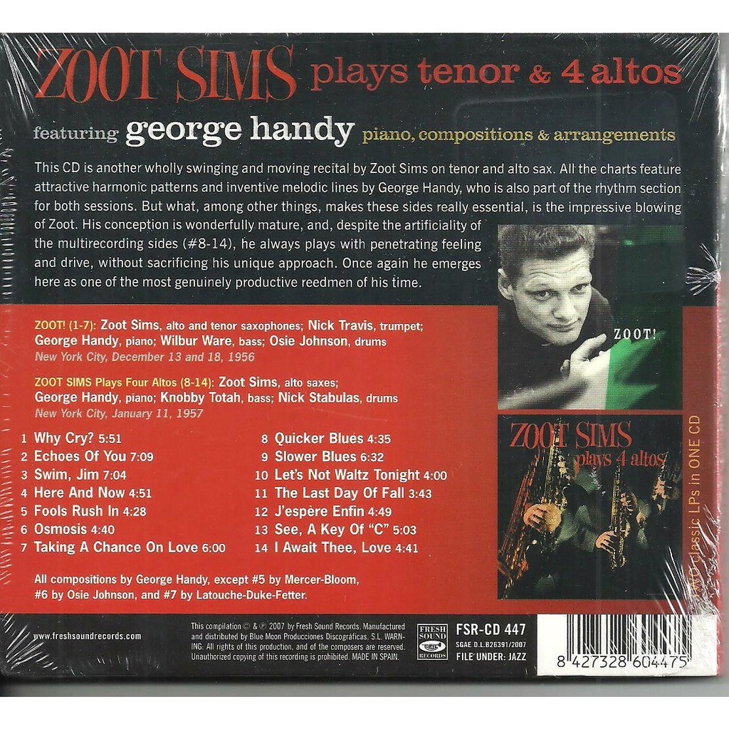 Plays tenor & 4 altos featuring george handy piano, compositions ...