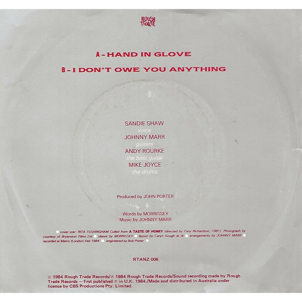 Hand in glove (australia 1984 original ltd 2-trk w/label 7 single promo ...