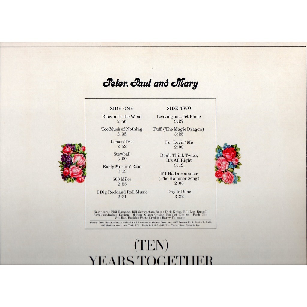 10 ( ten ) years together . the best of peter paul and mary by Peter ...