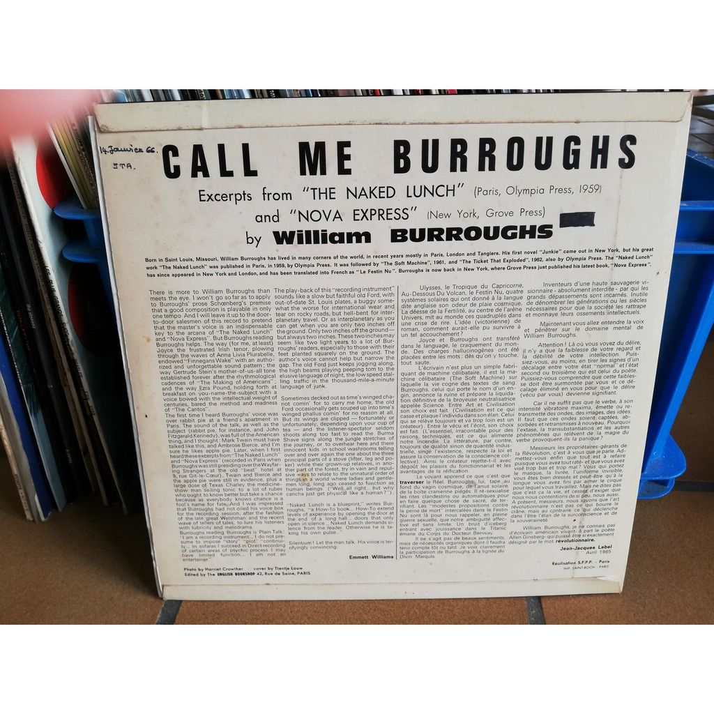 Call me burroughs de William Burroughs, 33T chez kprok - Ref:119713389