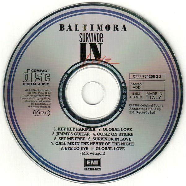 Survivor in love (incl. bonus) de Baltimora, CD chez kamchatka - Ref ...