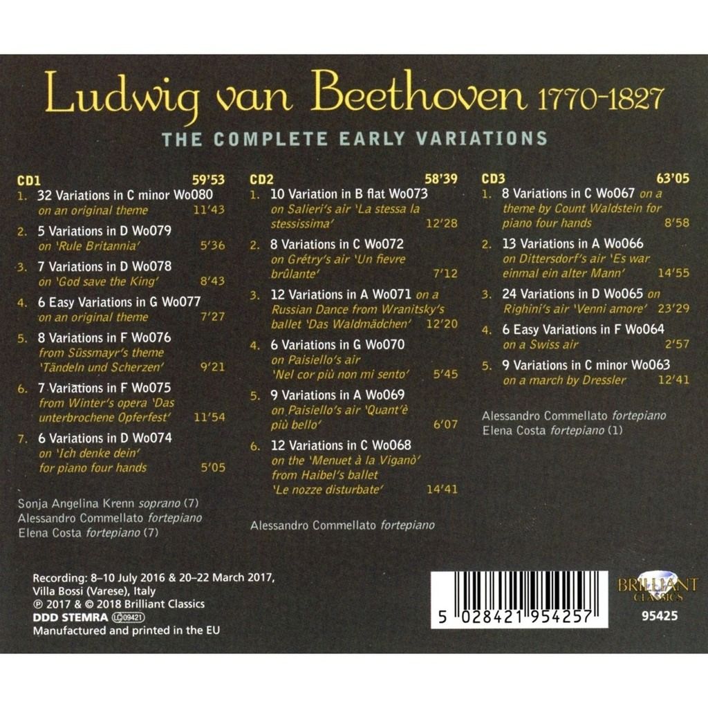 Beethoven: early variations de Beethoven: Early Variations, CD x 3 chez ...