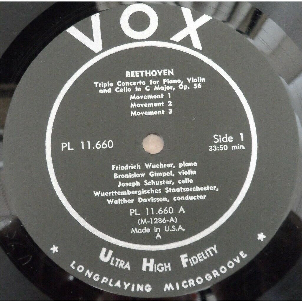 Beethoven / brahms - triple / double concerto by Bornislaw Schuster Wuhrer, LP with recordrome ...