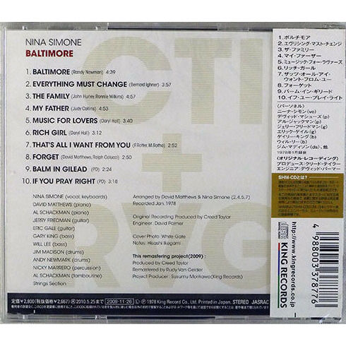 Baltimore de Nina Simone Dave Matthews Al Schackman J. Friedman, CD ...