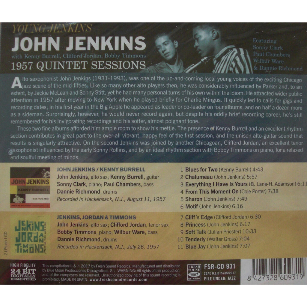 Young jenkins: 1957 quintet sessions by John Jenkins, CD with flaming ...