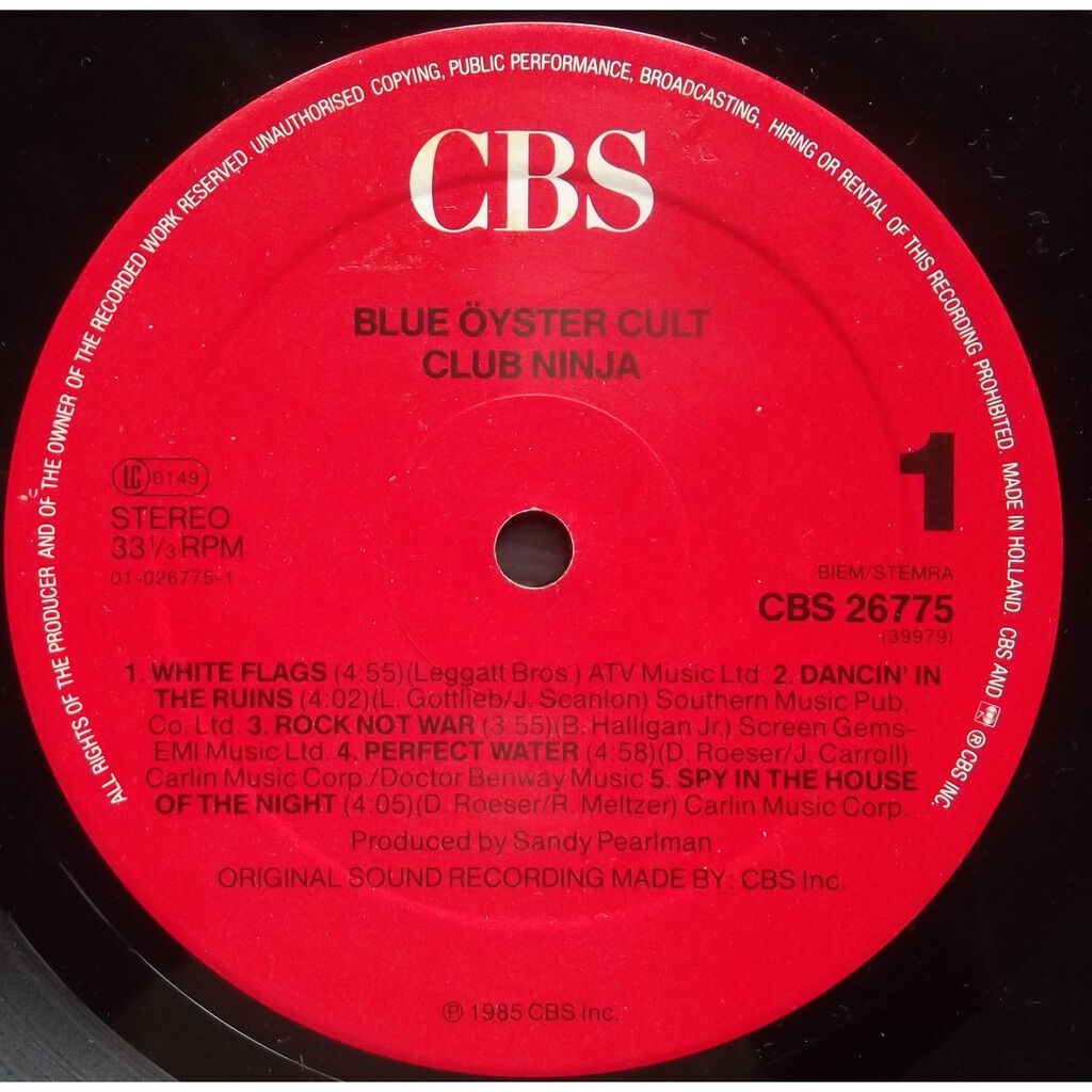 Club ninja de Blue Öyster Cult, 33T chez vinyl59 - Ref:119947544
