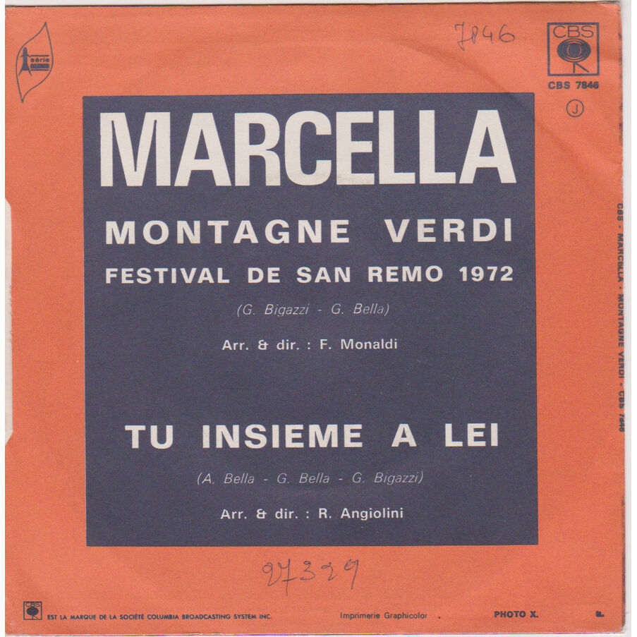 Montagne verdi / tu insieme a lei de Marcella, SP chez capricordes ...