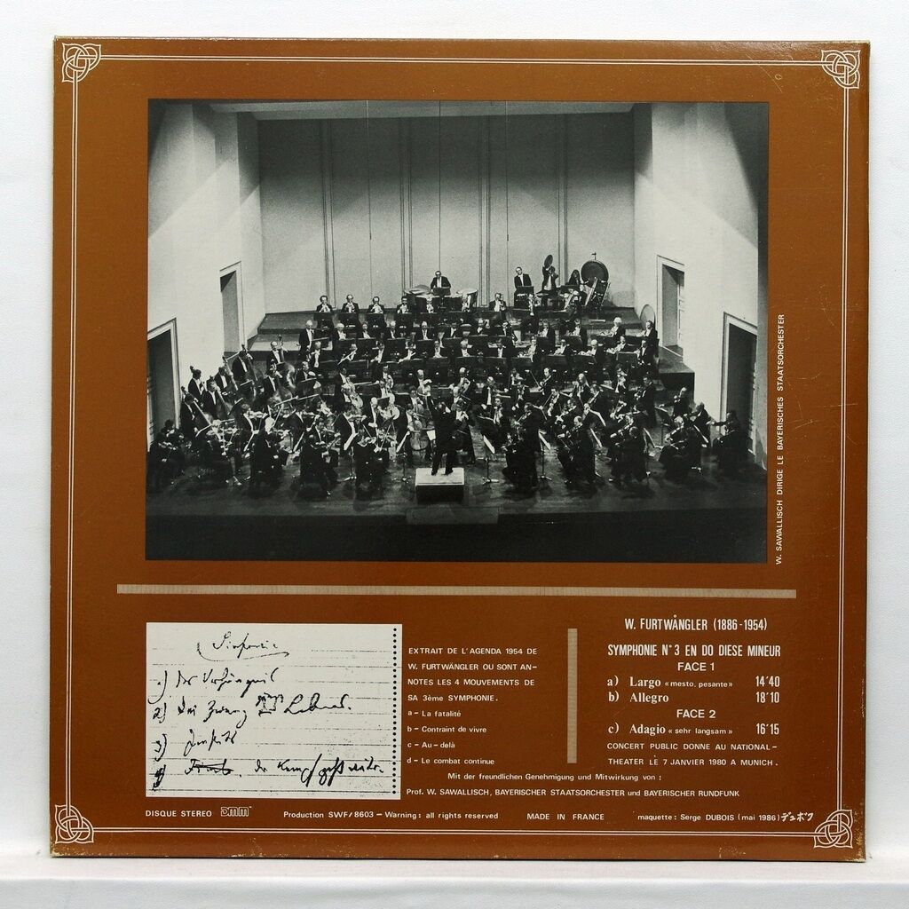 Furtwangler : symphony no.3 in c sharp minor de Wilhelm Furtwangler, 33 ...