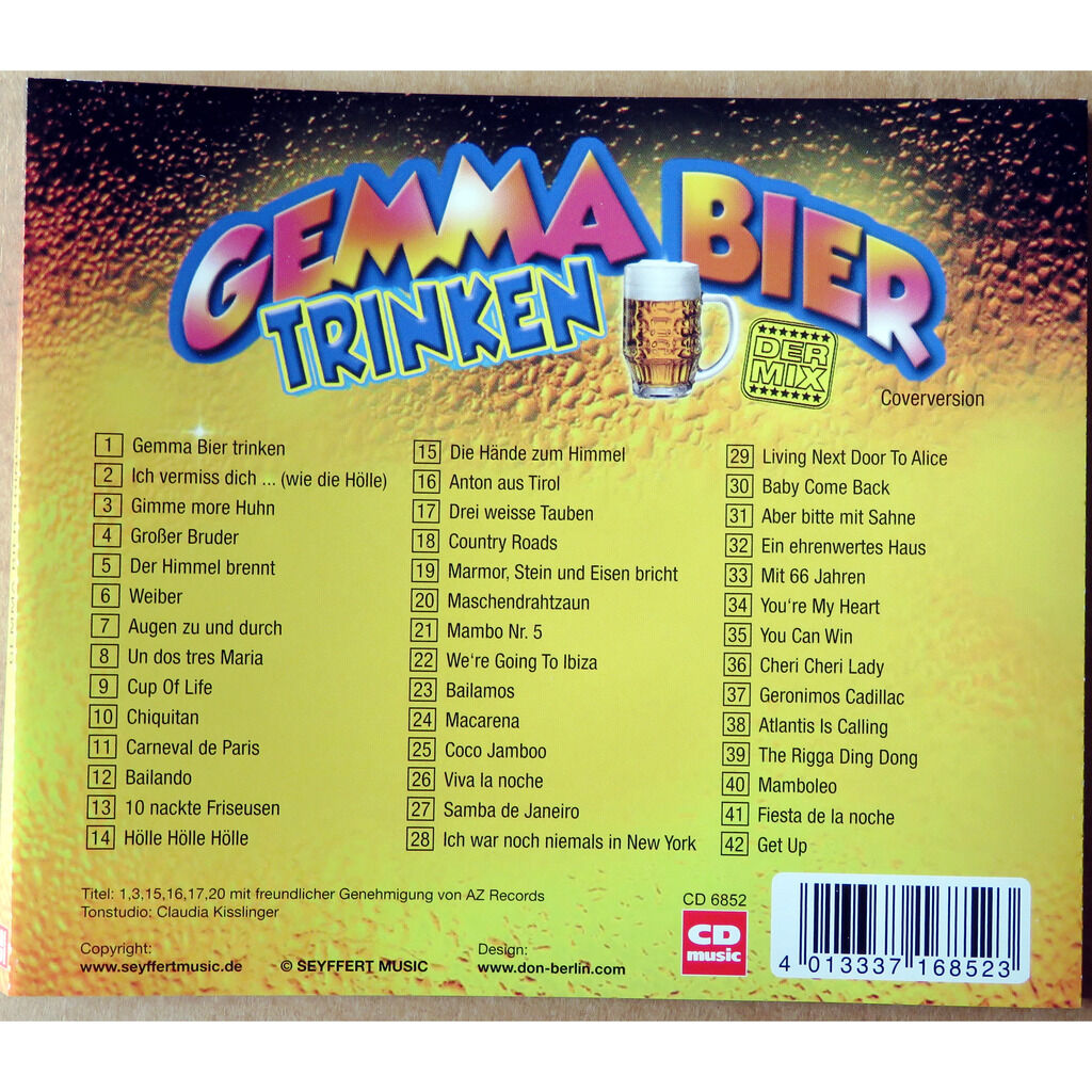 Gemma bier trinken de Coverversion, CD chez meistermusik - Ref:120051214