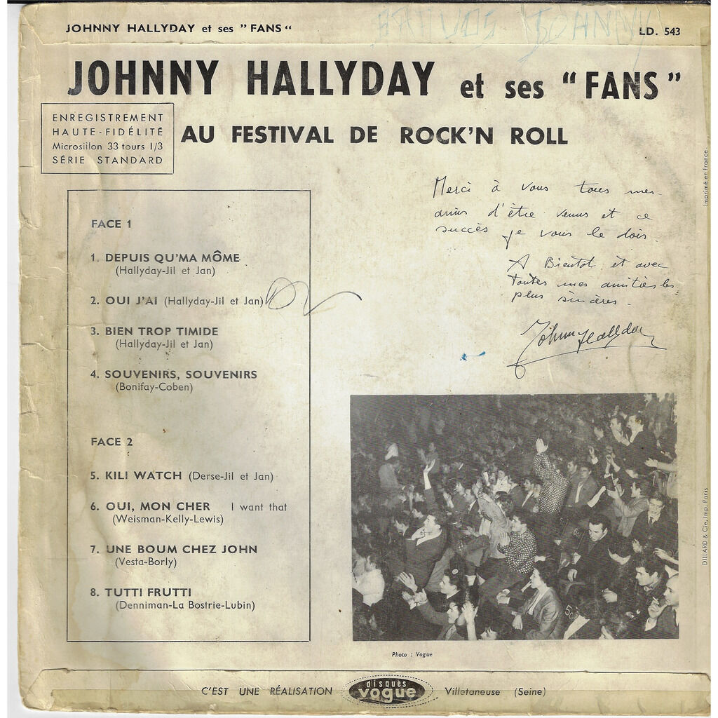 Johnny hallyday et ses fans au festival de rock n'roll (pochette sans ...