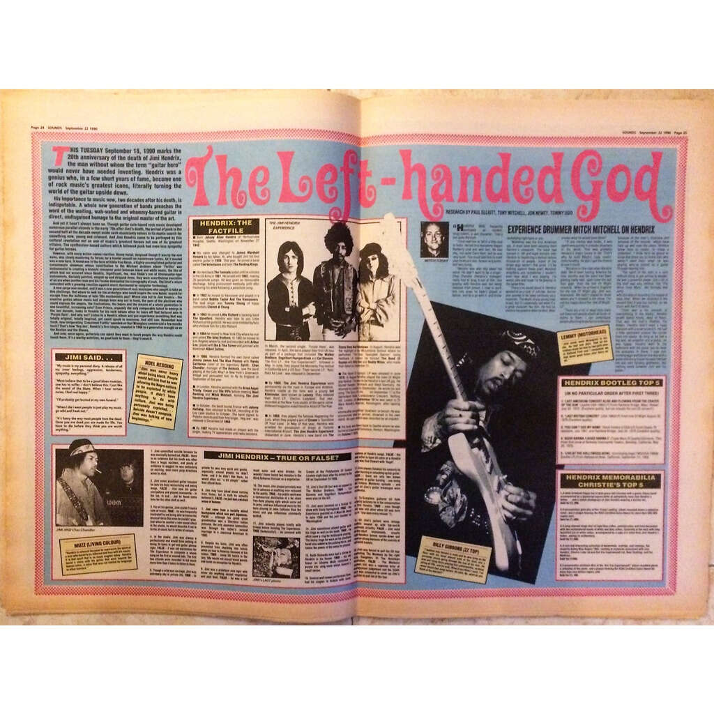 Sounds (22.10.1990) (uk 1990 jimi hendrix front cover music magazine ...