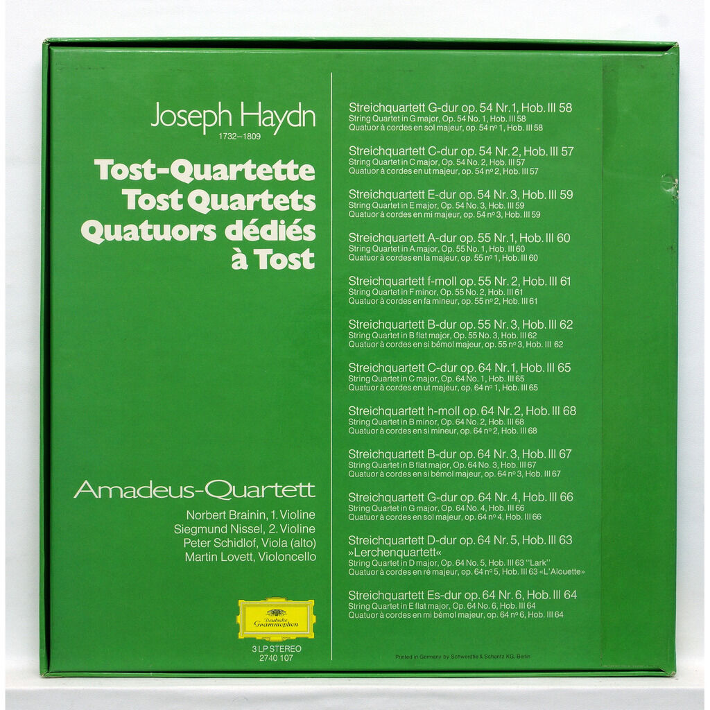 Joseph haydn : tost quartets, op.54, 55 & 64 - Amadeus Quartett - ( LP箱入りセット ) - 売り手 ...