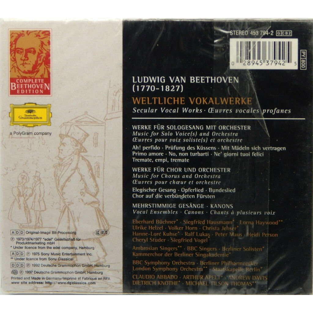 Complete beethoven edition, vol. 18: secular vocal works / various ...