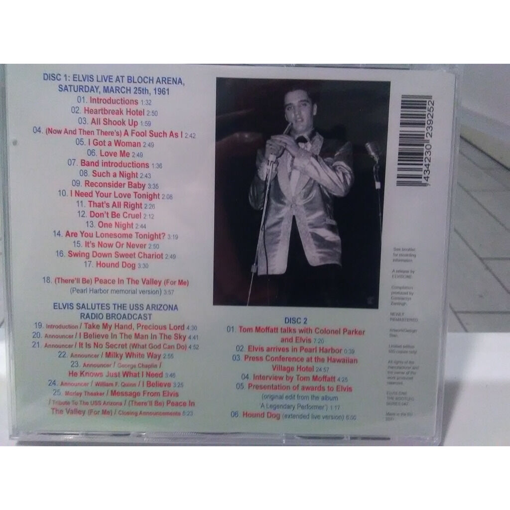001 cd bloch arena pearl harbor 25/3/61 by Elvis Presley, CD x 2 with ...