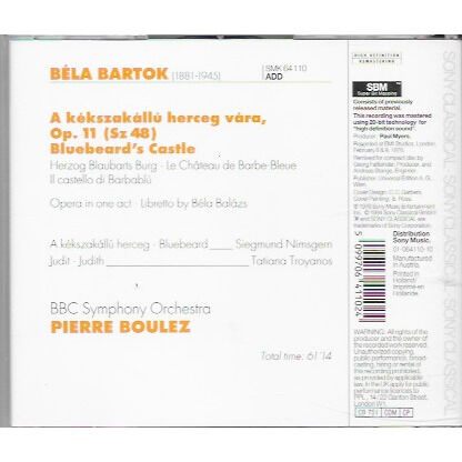 Bluebeard's castle / le chateau de barbe bleue de Béla Bartok / Pierre ...