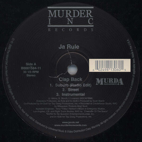 Ja Rule clap back / the crown, 12 inch 33 rpm for sale on PhilBoogieTimes
