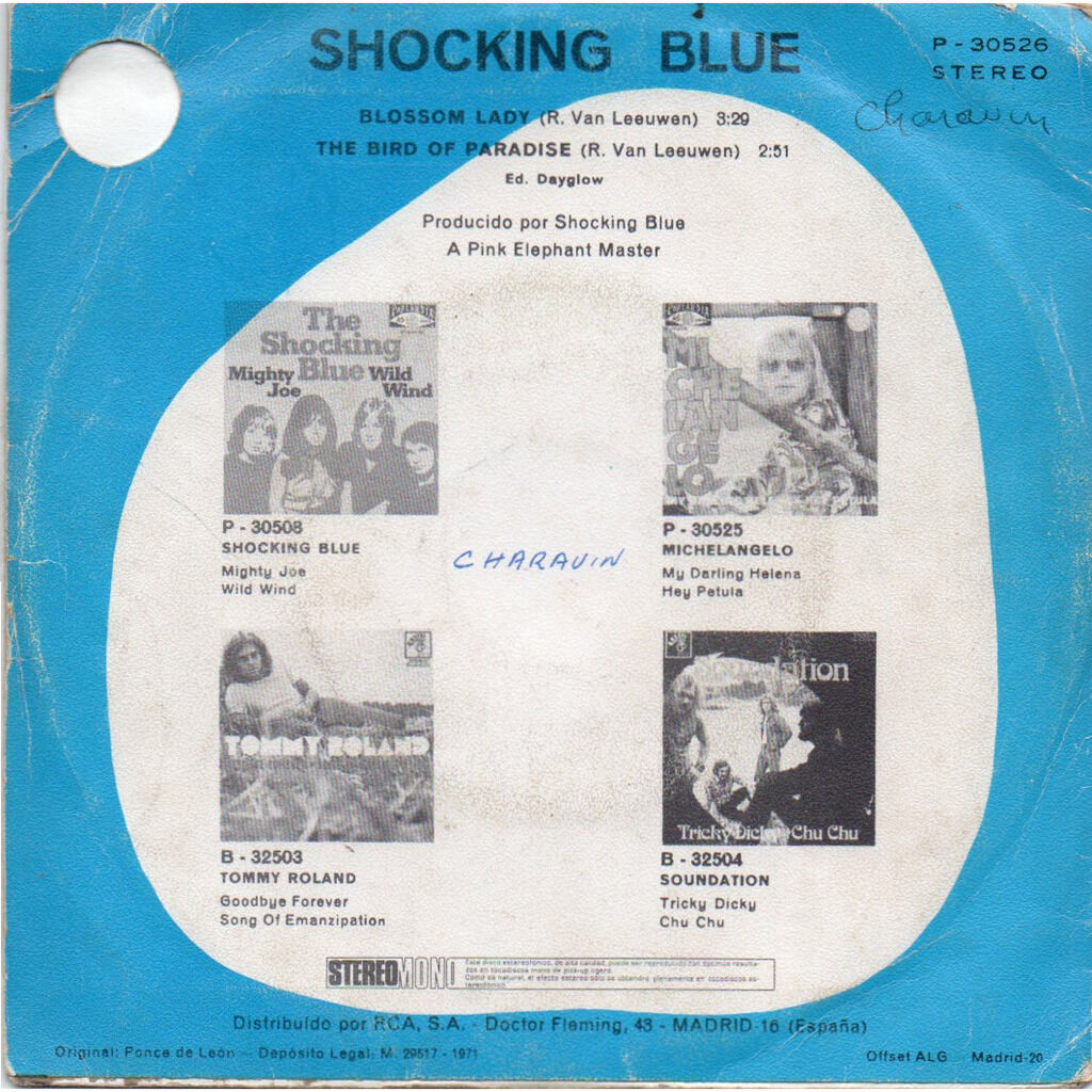 Blossom lady / the bird of paradise de Shocking Blue, SP chez orpheon3 ...