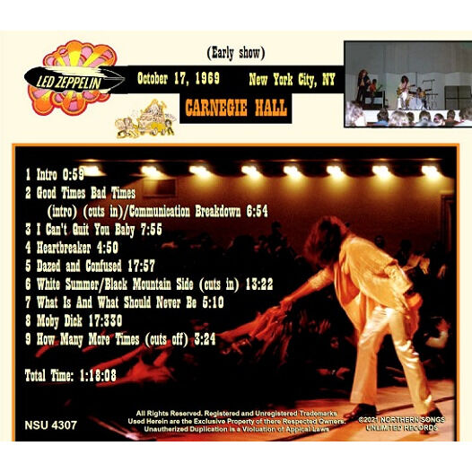 Live carnegie hall 1969 october 17th limited ed cd by Led Zeppelin, CD ...