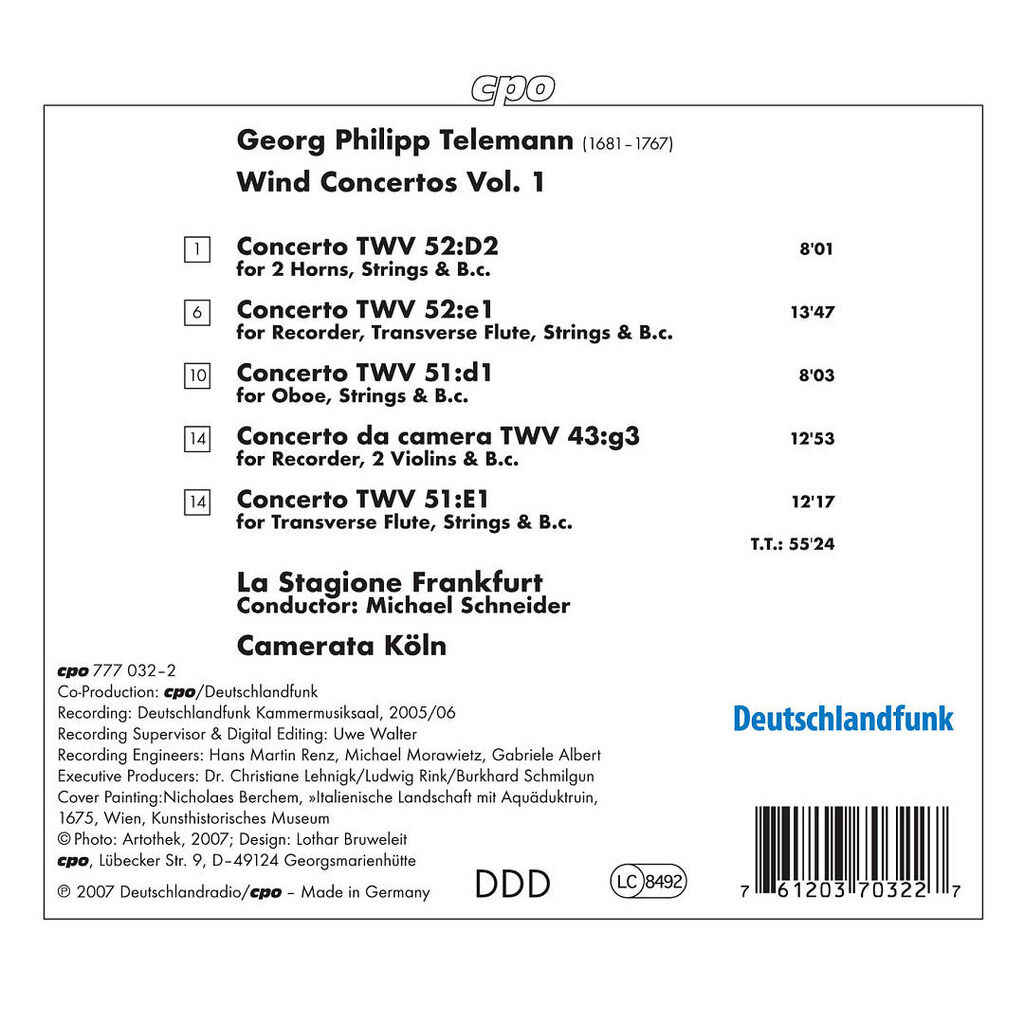 Wind concertos, vol. 1 / camerata köln, la stagione frankfurt, michael ...