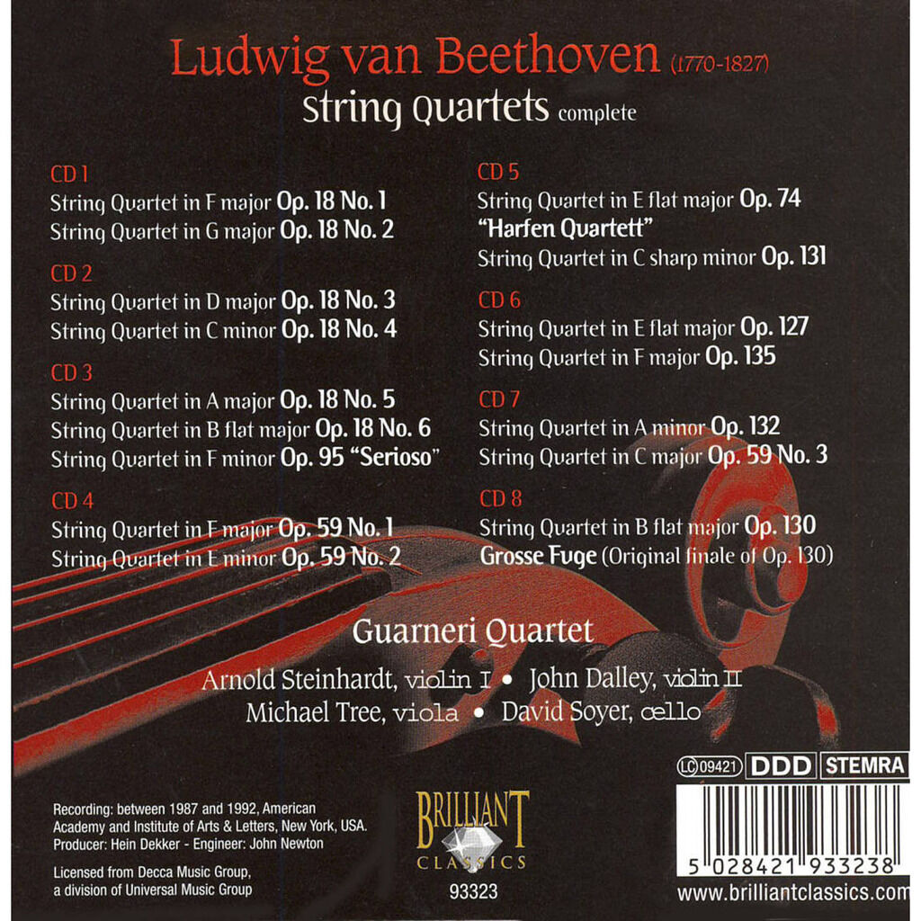 Complete string quartets / guarneri quartet - Beethoven, Ludwig Van - ( CD8枚 ) - 売り手： melomaan ...