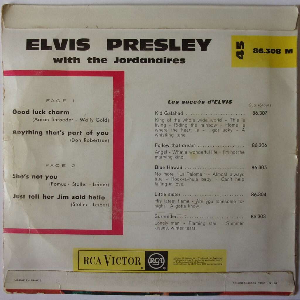 Good luck charm de Elvis Presley, EP chez CED.Records - Ref:122102414