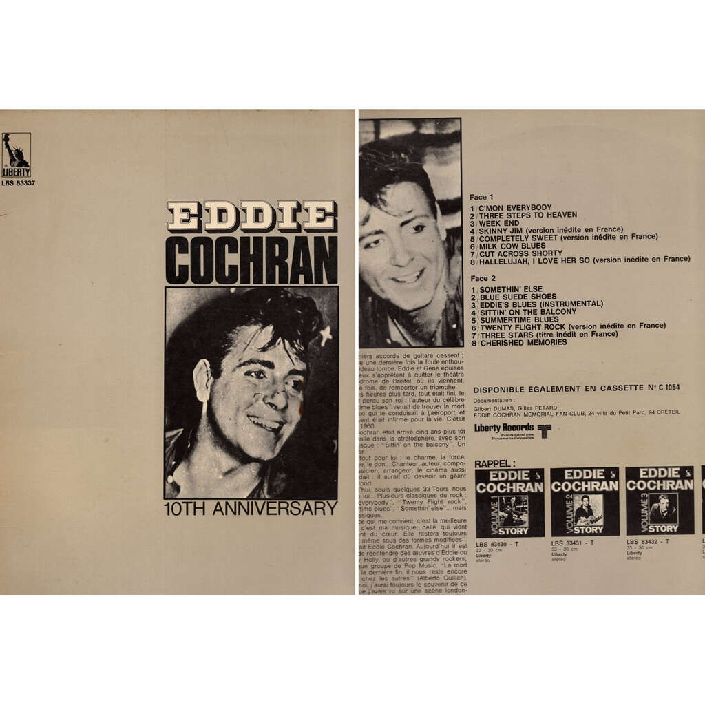 Eddie cochran 10th anniversary 33 tours vinyl de Eddie Cochran, 33T ...