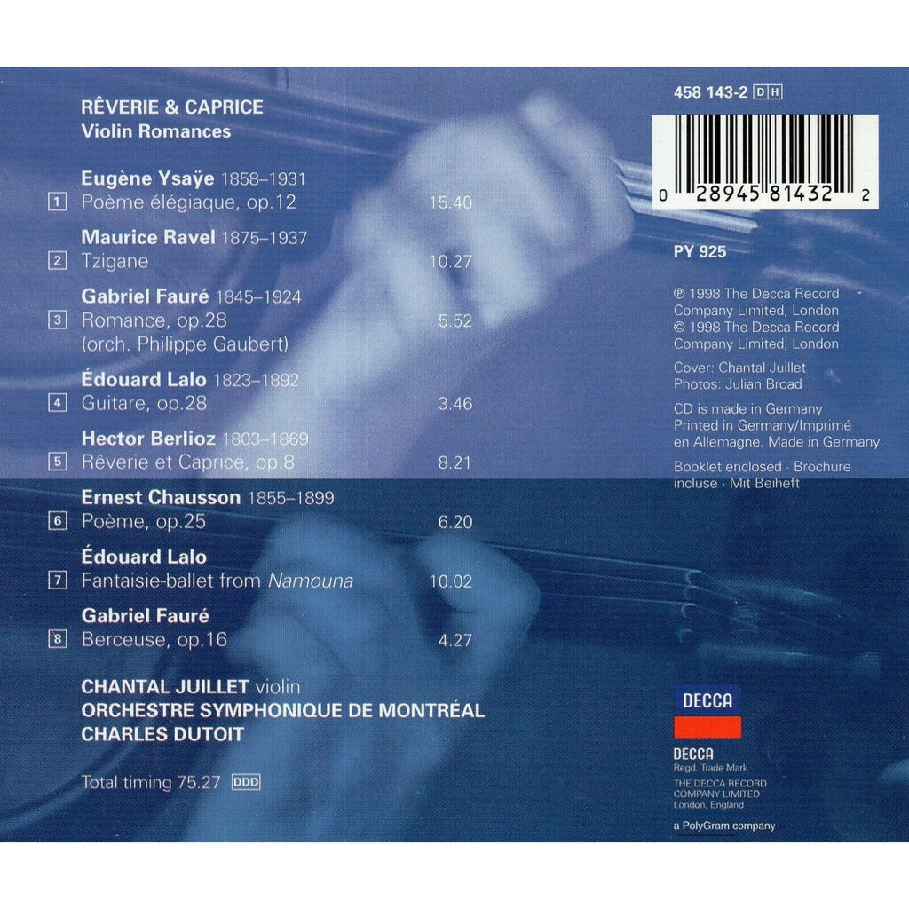 Rêverie & caprice - violin romances / chantal juillet, l'orchestre ...