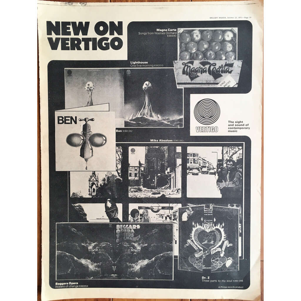 Affiche poster original vertigo swirl label 1971 ben dr. z lighthouse ...