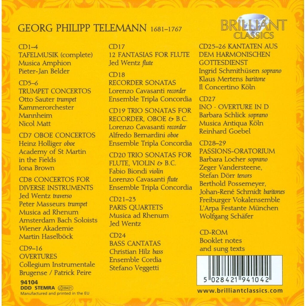 Telemann edition / various artists - Telemann, Georg Philipp - ( CDの箱入り ...