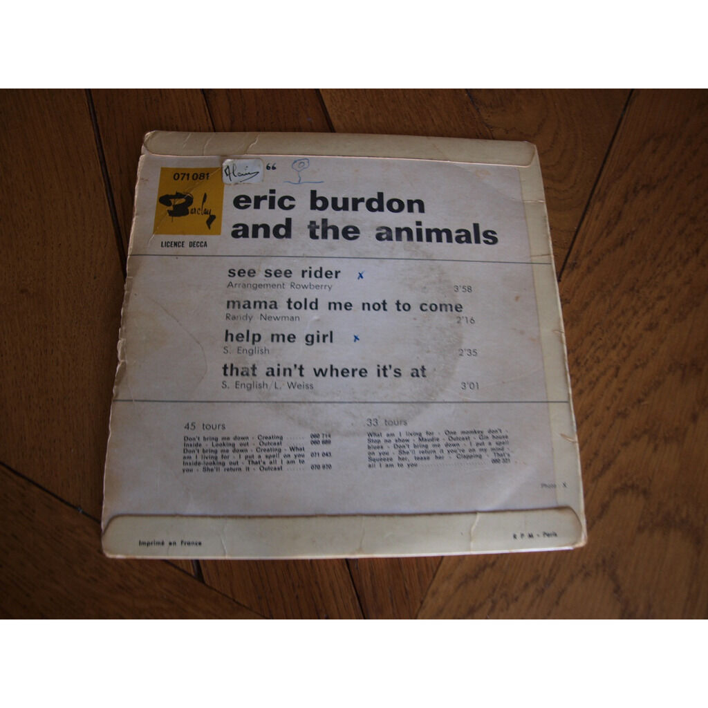 See see rider de Eric Burdon And The Animals, EP chez petitepom - Ref ...