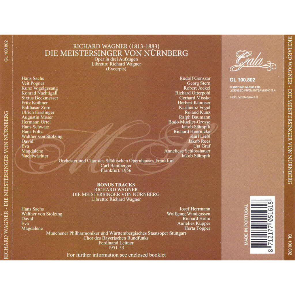 Die meistersinger von nürnberg (excerpts) / rudolf gonszar, georg stern ...