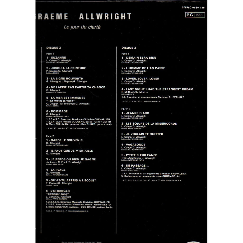 Le jour de clarté (box set (coffret 3 lp) de Graeme Allwright, Coffret ...