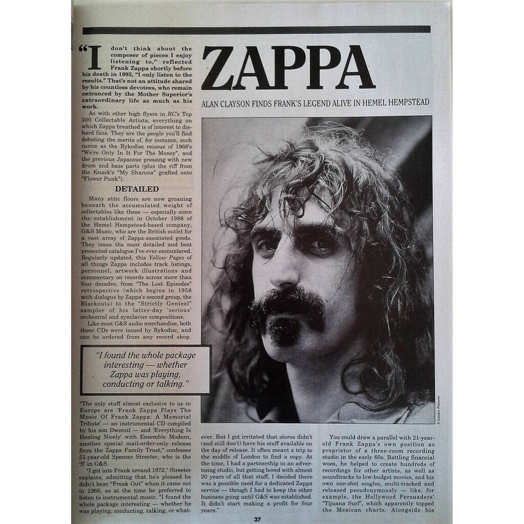 Record collector (n.251 july 2000) (uk 2000 frank zappa front cover ...