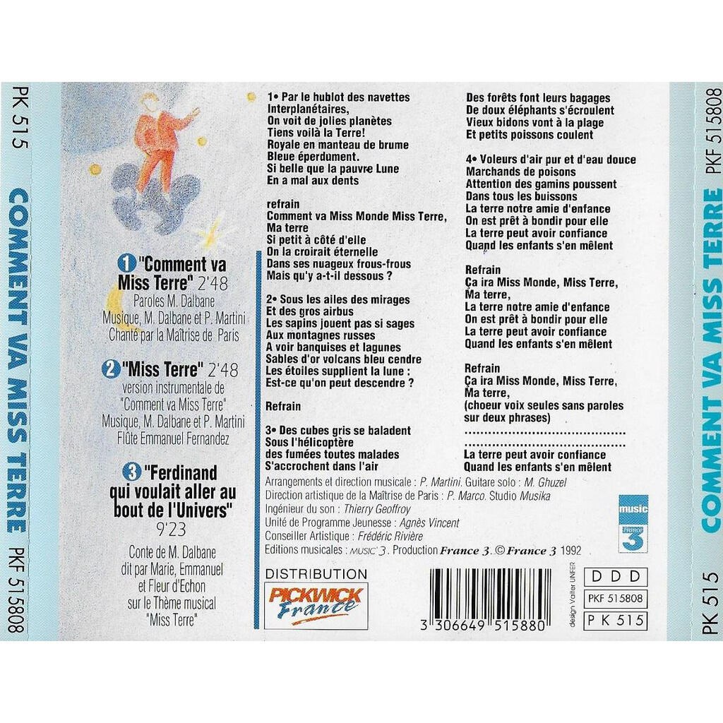 Comment va miss terre de La Maîtrise De Paris / Marie Dalbane, Emmanuel ...