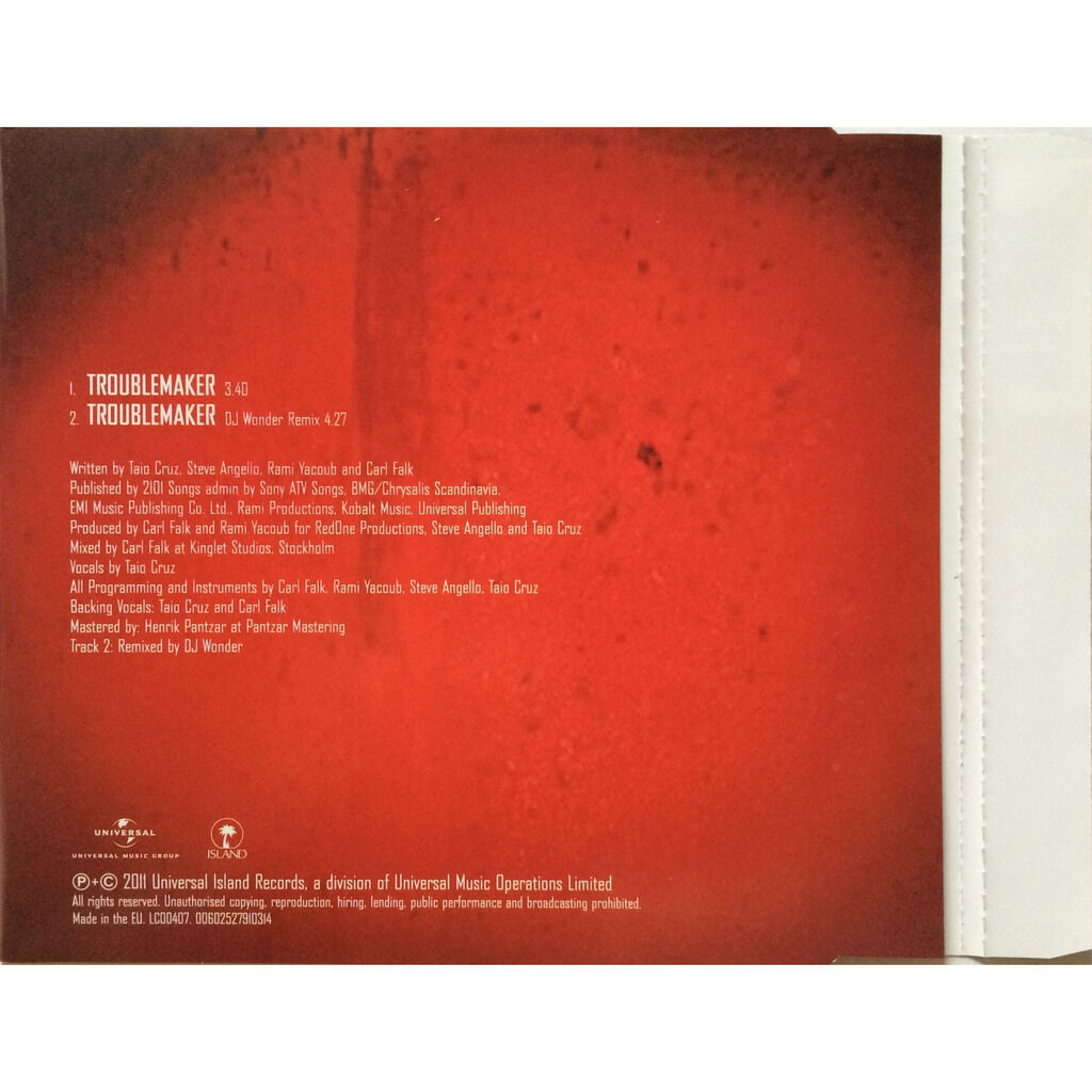 Euro pressing 2 tracks 1 maxi-cd de Taio Cruz - Troublemaker, CD Maxi ...