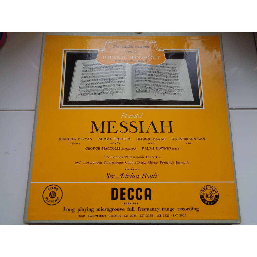 Handel - messiah - the london philharmonic orchesta dir sir adrian ...