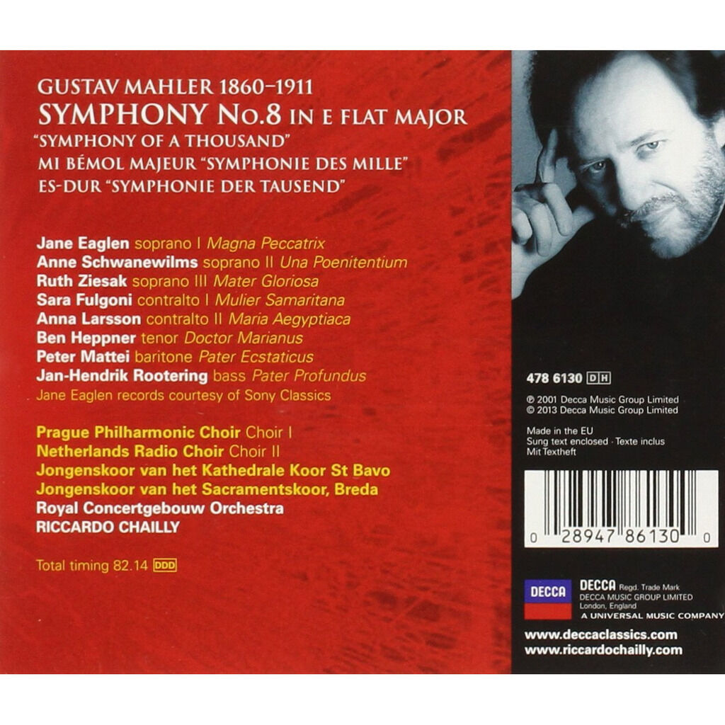 Symphony no. 8 - Gustav Mahler - Eaglen, Schwanewilms, Ziesak, Fulgoni, Larsson, Heppner ...