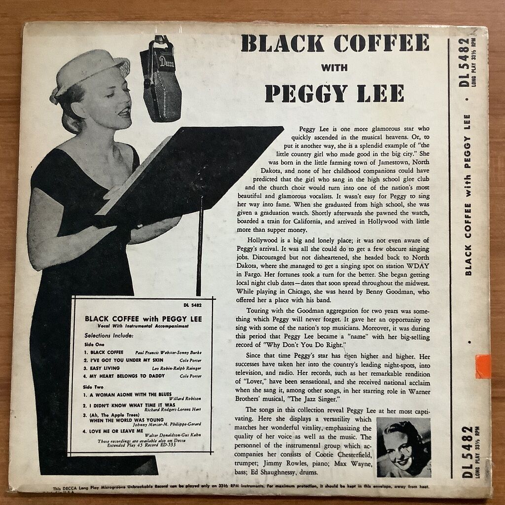 Black coffee with peggy lee by Peggy Lee Cootie Chesterfield Jimmy ...