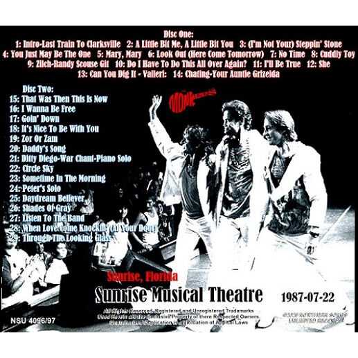Live in sunrise, florida 1987 july 22nd ltd 2cd by The Monkees, CD x 2 ...