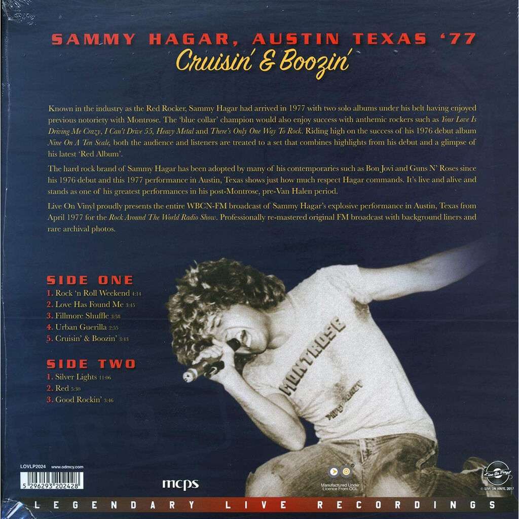 Austin, texas '77 - cruisin' and boozin' de Sammy Hagar, 33T chez adrenalyn - Ref:124585487