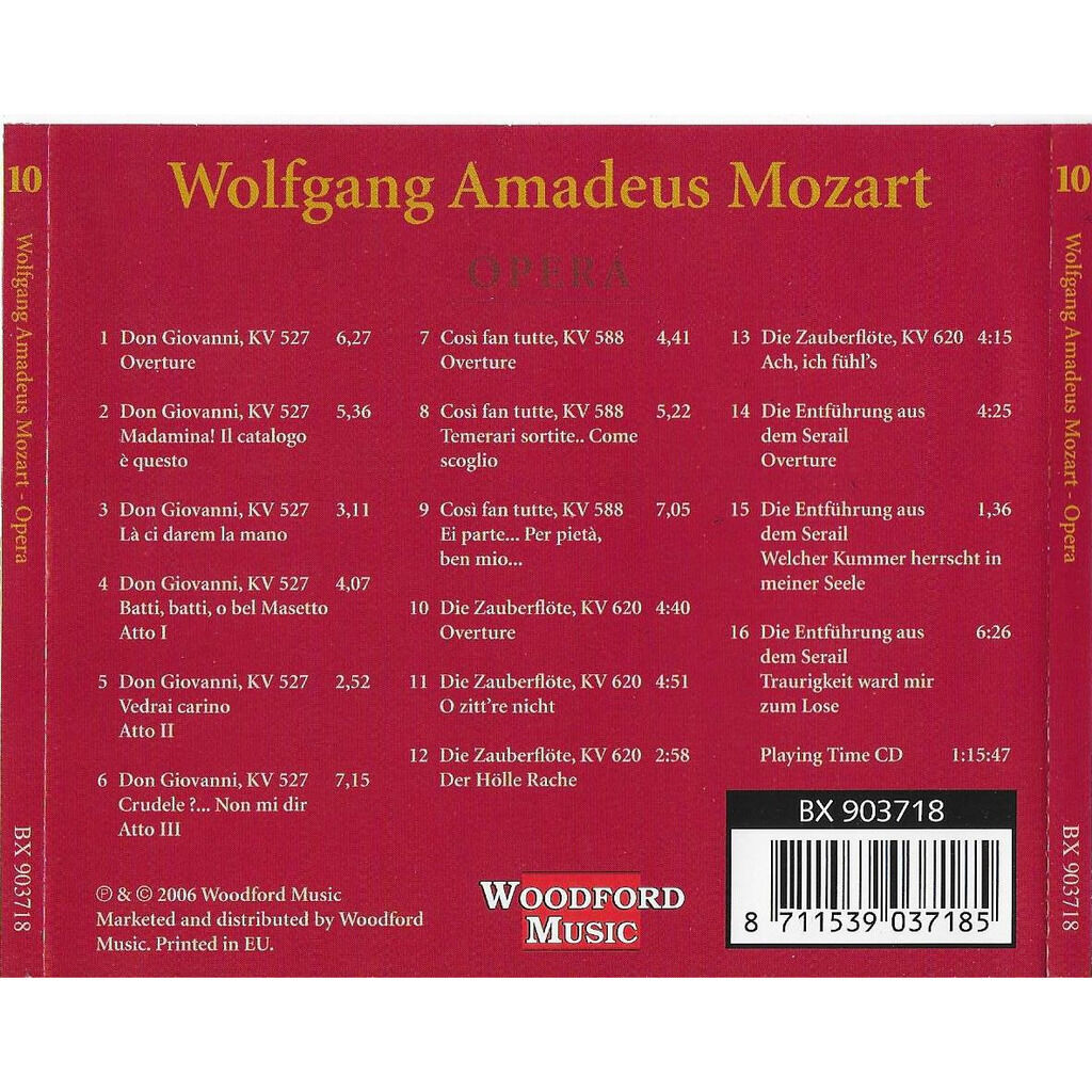 Wolfgang amadeus mozart : opera - 10 [250 years - jubilee edition] de ...