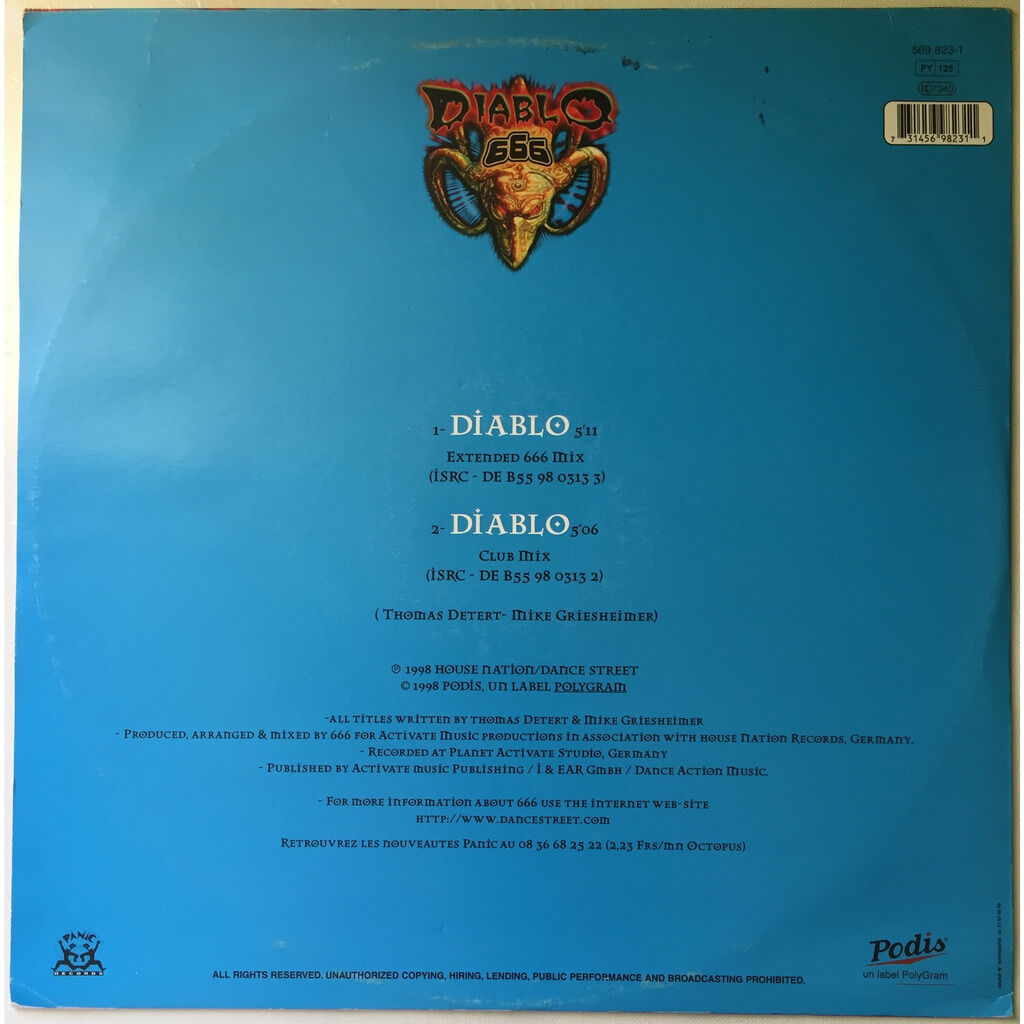 Diablo de 666, Maxi 45T chez sangokux - Ref:125432936