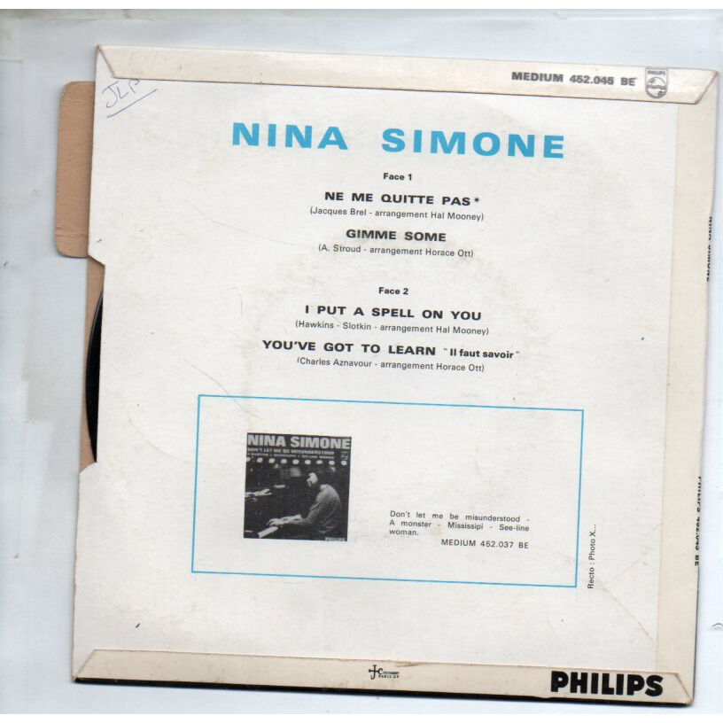 Ne me quitte pas /gimme some / i put a spell on you / you've got to ...